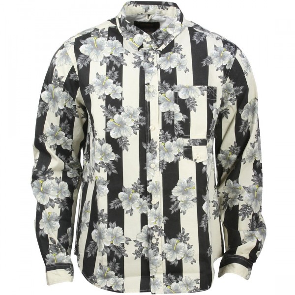10 Deep 16 Bit Buttondown Long Sleeve Shirt white hibis strp