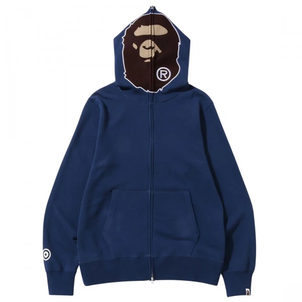 A Bathing Ape Men Overdye 2nd Ape Full Zip Hoodie Navy