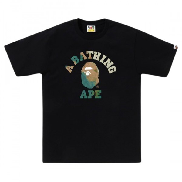 A Bathing Ape Men Tie Dye College Tee black beige