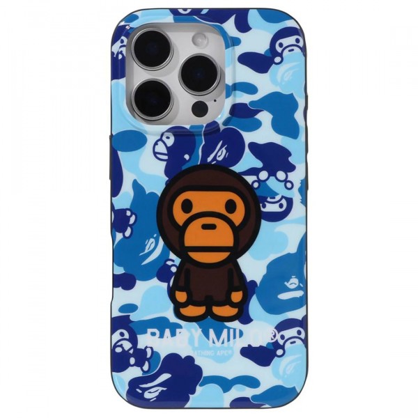 A Bathing Ape ABC Milo Camo iPhone 16 Pro Case blue
