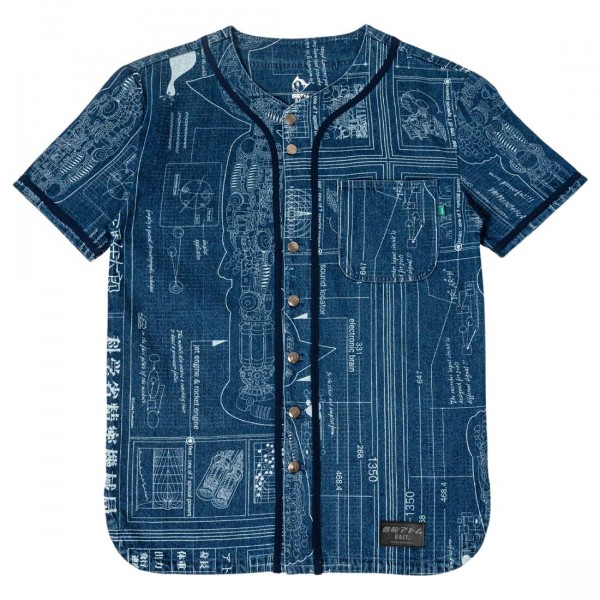 BAIT x Astro Boy Men Denim Baseball Jersey blue