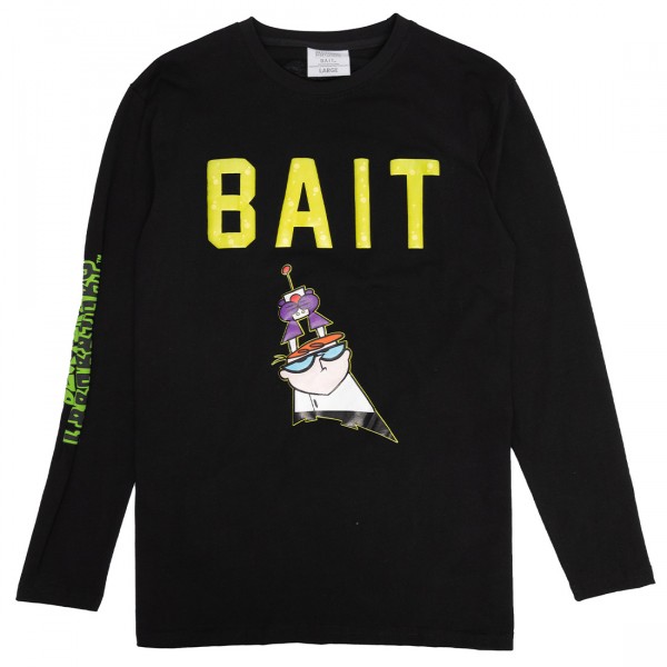 bait x dexter's laboratory men bait logo long sleeve tee black