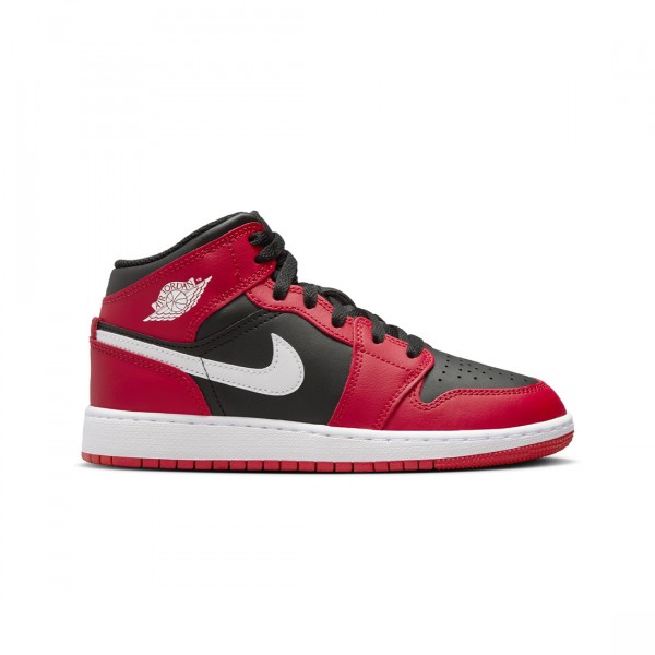 jordan big kids air jordan 1 mid black white gym red
