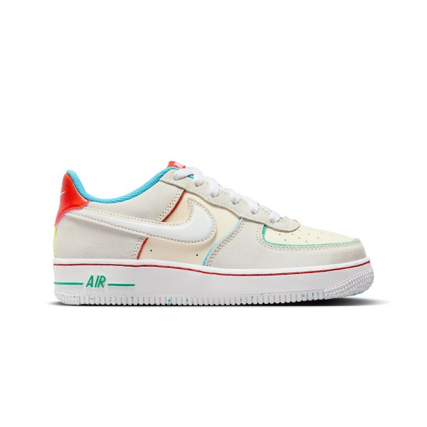 nike big kids air force 1 lv8 2 bg pale ivory white picante red baltic blue