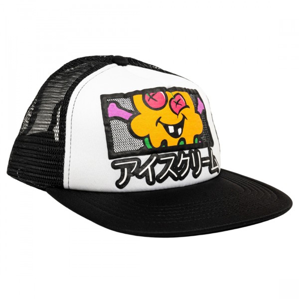 Ice Cream Laugh Snapback Cap white black