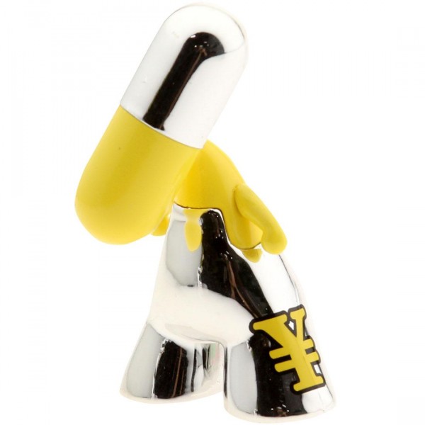 Pill monster Pix Zee Silver 2.5 Inch chrome plated vinyl Figure yellow ...