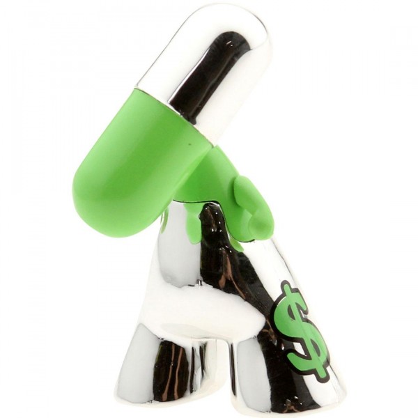 Pill monster Pix Zee Silver 2.5 Inch chrome plated vinyl Figure Green ...