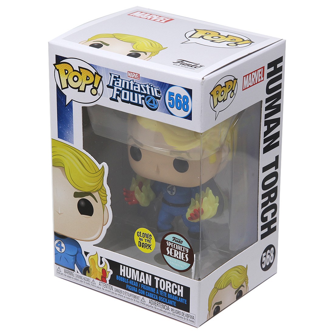 Funko POP Marvel Fantastic Four Human Torch Suited GID blue glow in dark