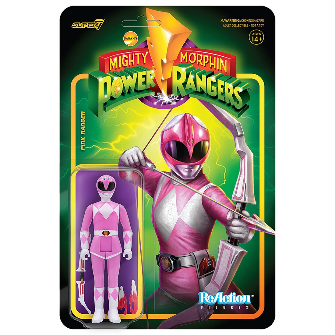 Super7 Mighty Morphin Power Rangers Pink Ranger Reaction Figure pink