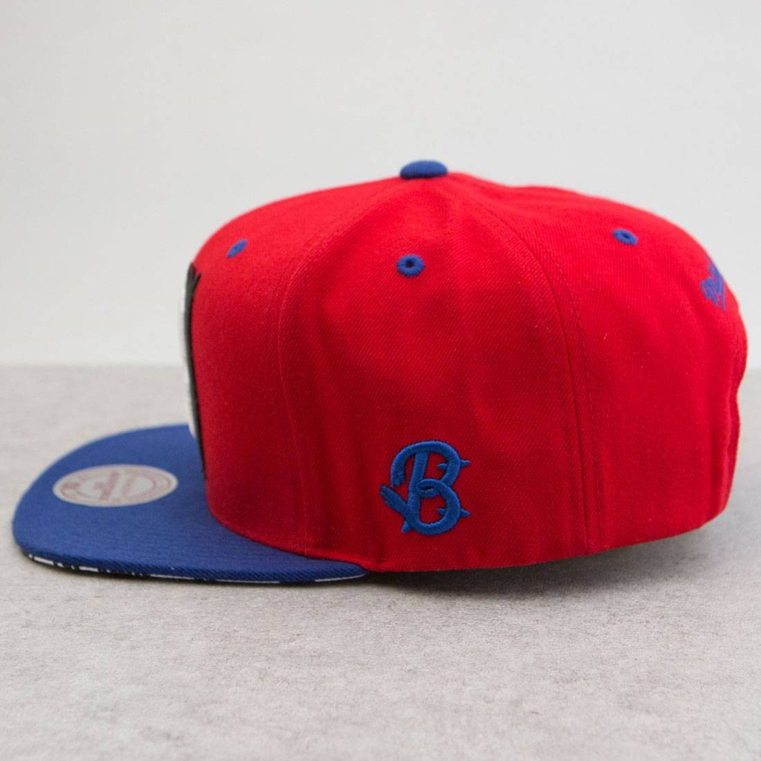BAIT x Mitchell And Ness B Box Logo Snapback Cap (red / royal)