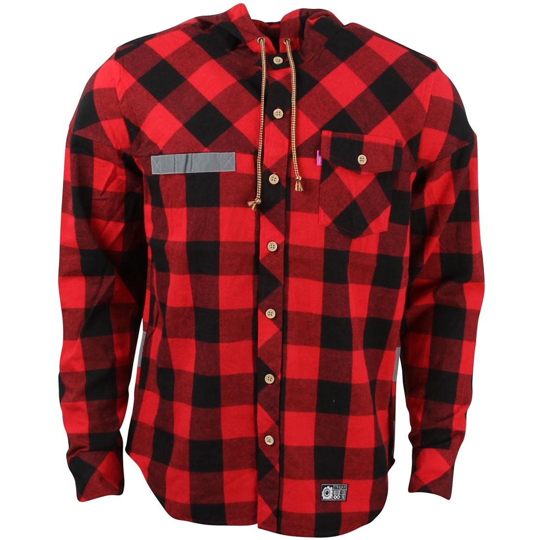 Mishka Men Utility Hooded Button Up Jacket red